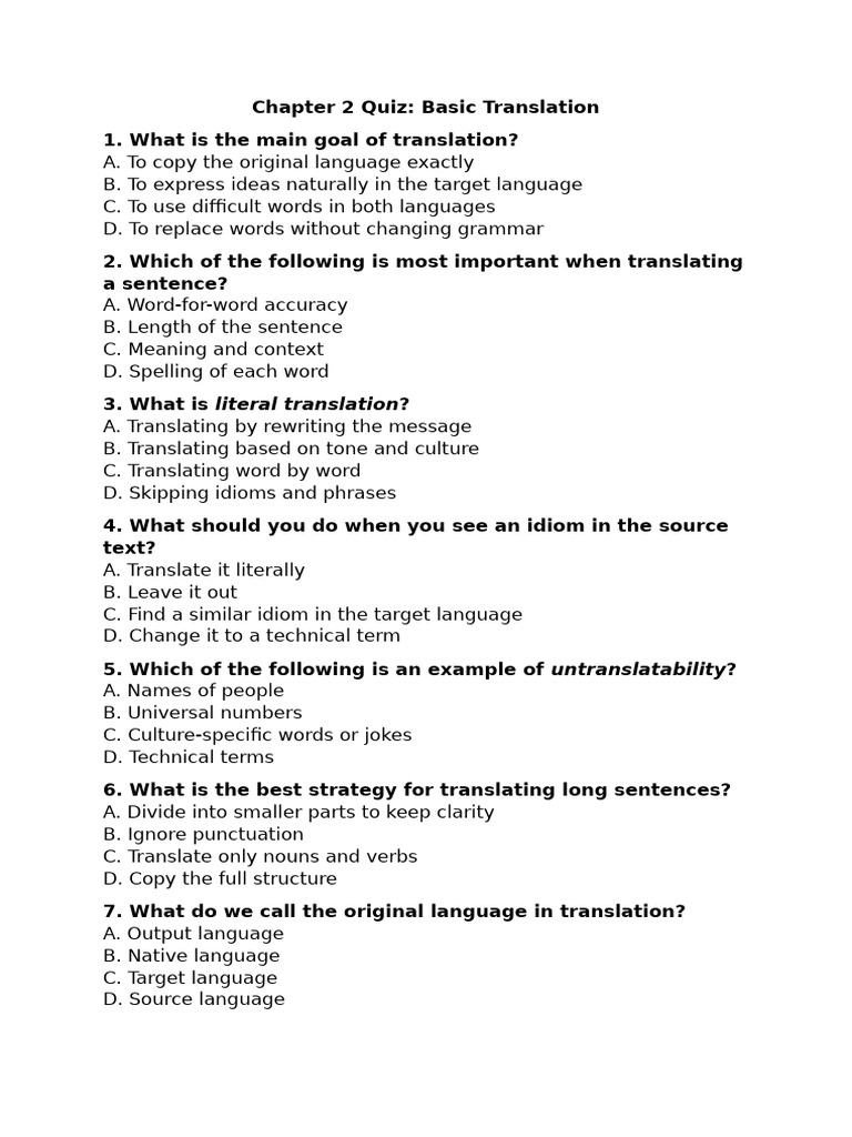 Chapter 2 Quiz | PDF