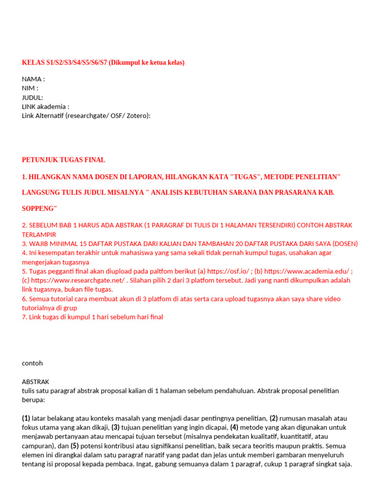 Petunjuk Tugas Proposal Penelitian 2025 | PDF