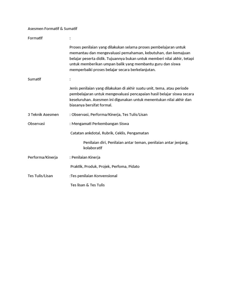 Asesmen Formatif dan Sumatif dalam Pendidikan | PDF
