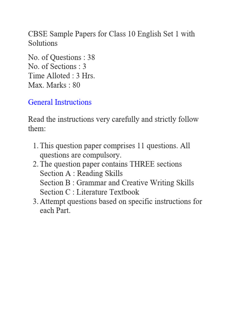 Class 10 English Sample Paper Set 1 | PDF | Electronic Waste | Agriculture
