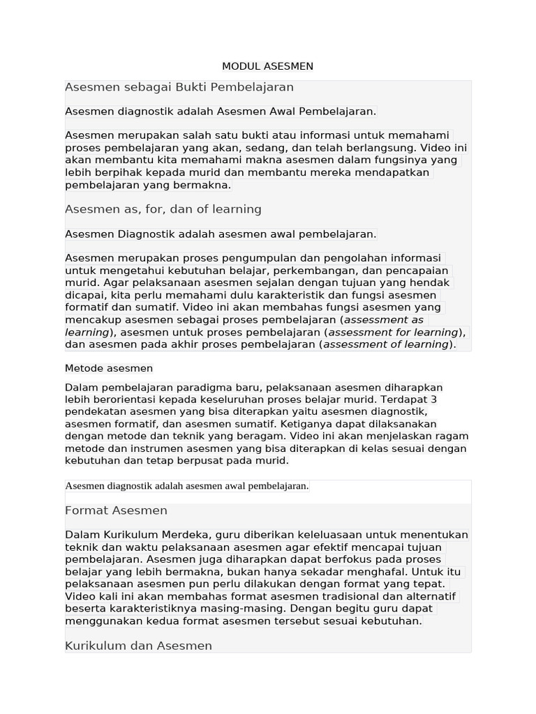 Modul Asesmen | PDF