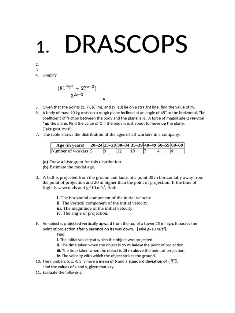 Further Mathematics Revision Questions | PDF