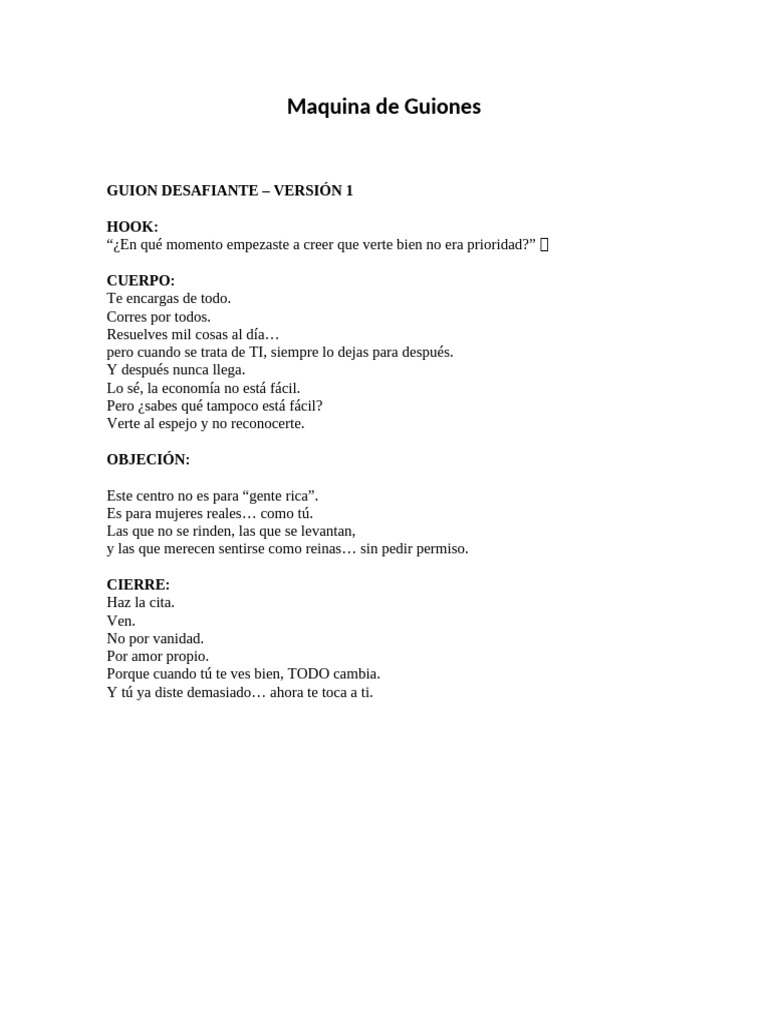 GUION IMAGENES VOZ EN OFF | PDF