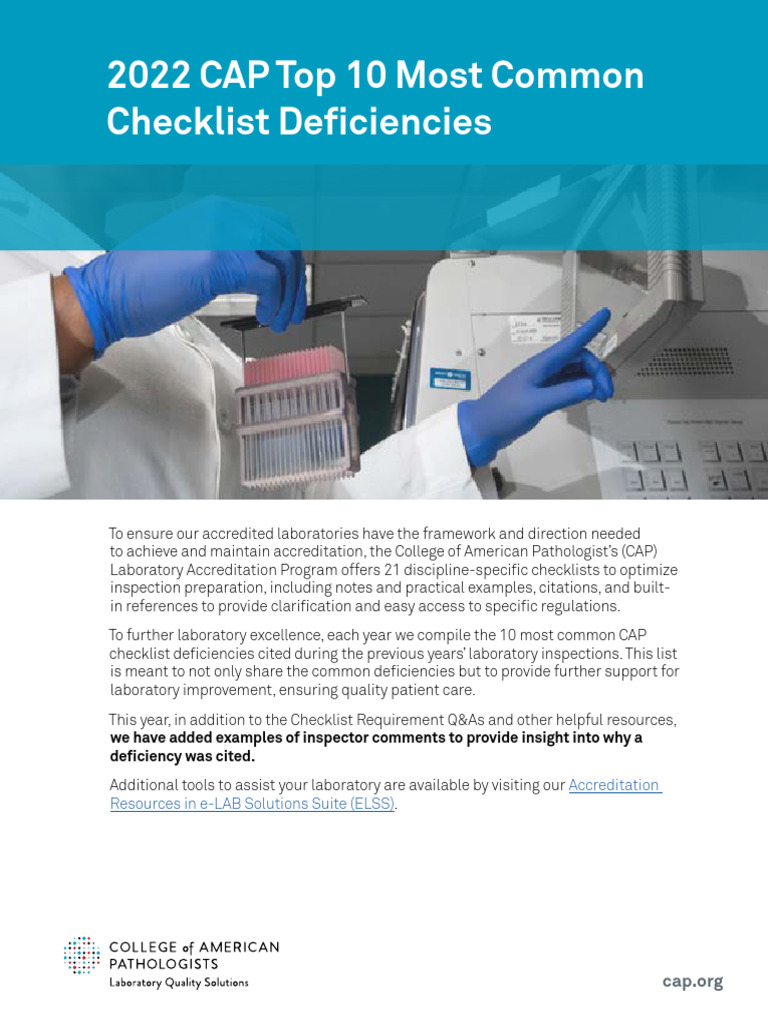 Accreditation 2022 Top 10 Deficiencies | PDF | Medical Laboratory