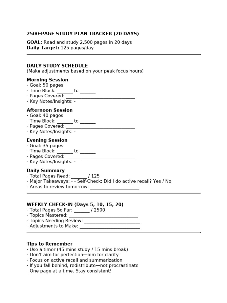 2500 Page Study Tracker | PDF