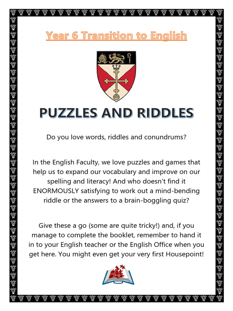 Year 6 Puzzles and Riddles Booklet | PDF | Linguistics