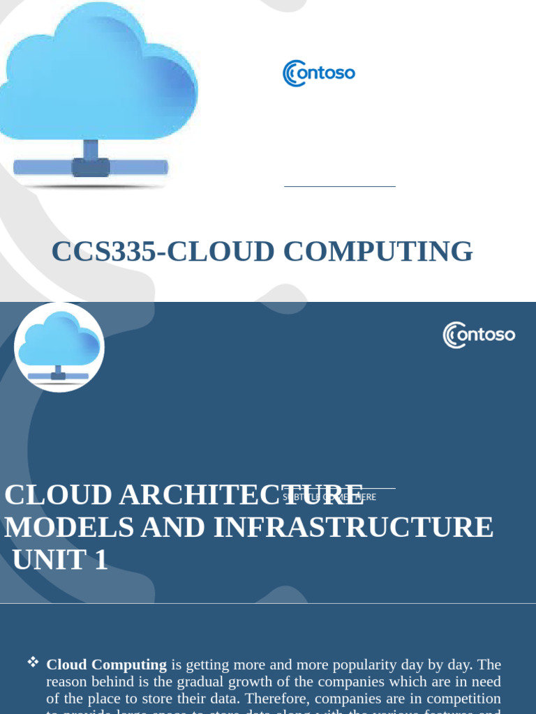 Ccs335-Cloud Computing PPT Unit I | PDF | Cloud Computing | Software As A Service