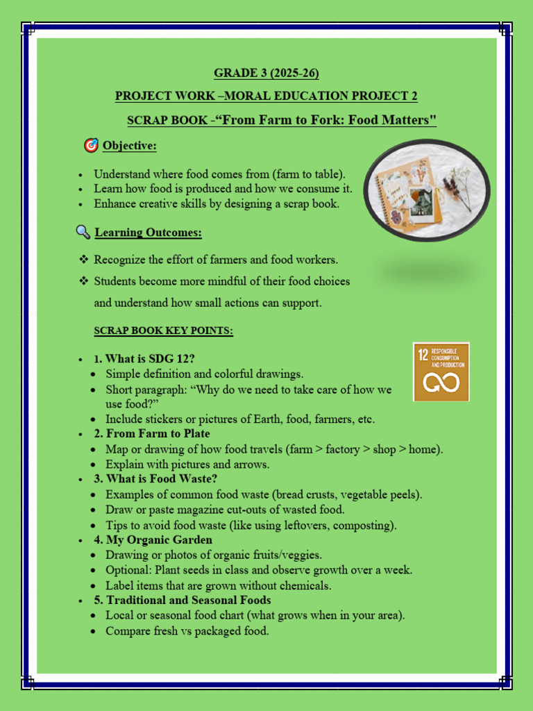 Grade 3 Moral Education-Project 2-2025-26 | PDF