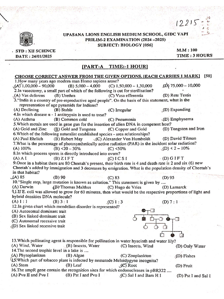 Bio Papers 2024-25 | PDF