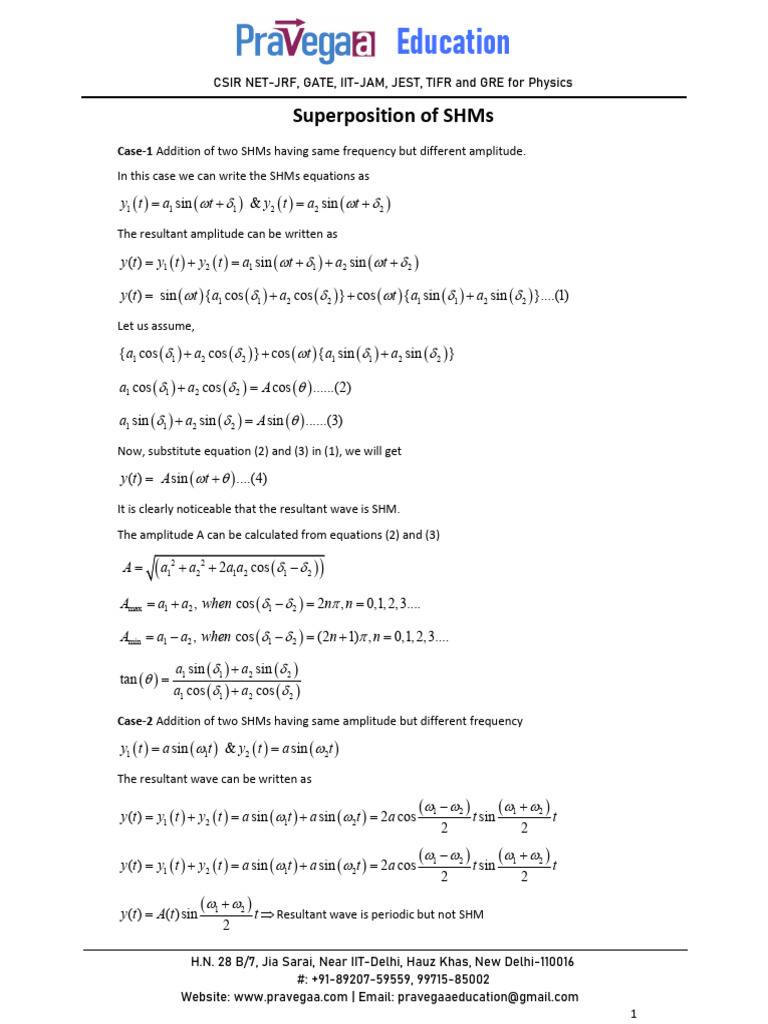 Superposition of SHMs in Physics | PDF | Mechanics | Motion (Physics)