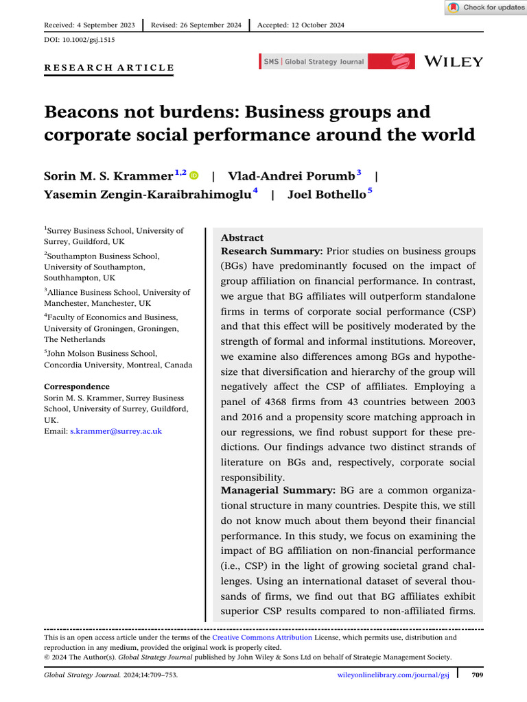 Global Strategy Journal - 2024 - Krammer - Beacons Not Burdens Business ...