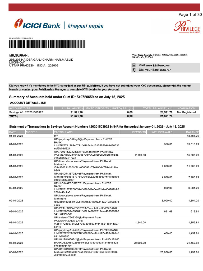 Paytm Bank Statement Summary 2025 | PDF | Banks | Banking