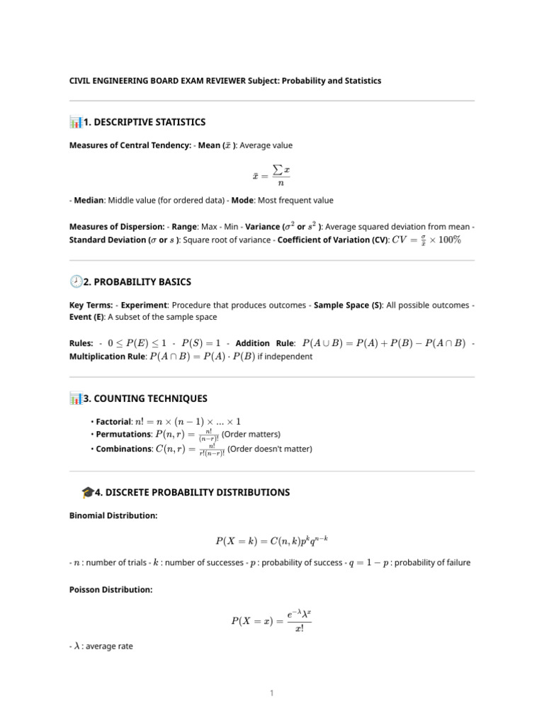 Probability Statistics Reviewer | PDF | Coefficient Of Variation | Statistics