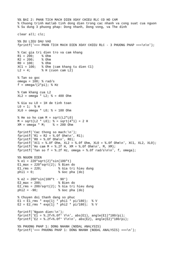 RLC Circuit Analysis with MATLAB Methods | PDF