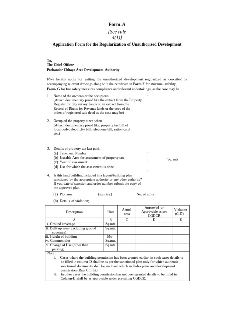 Application for Regularization of Construction | PDF | Property Tax ...