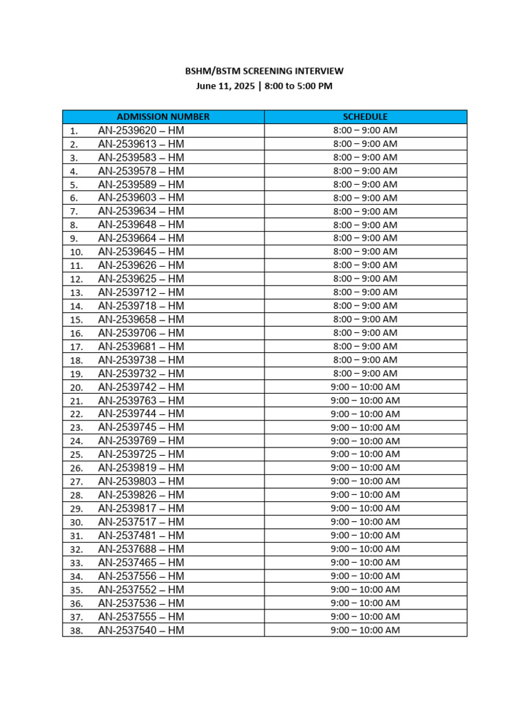 BSTM - BSHM Screening Interview Schedule | PDF | Chess Theory | Chess ...