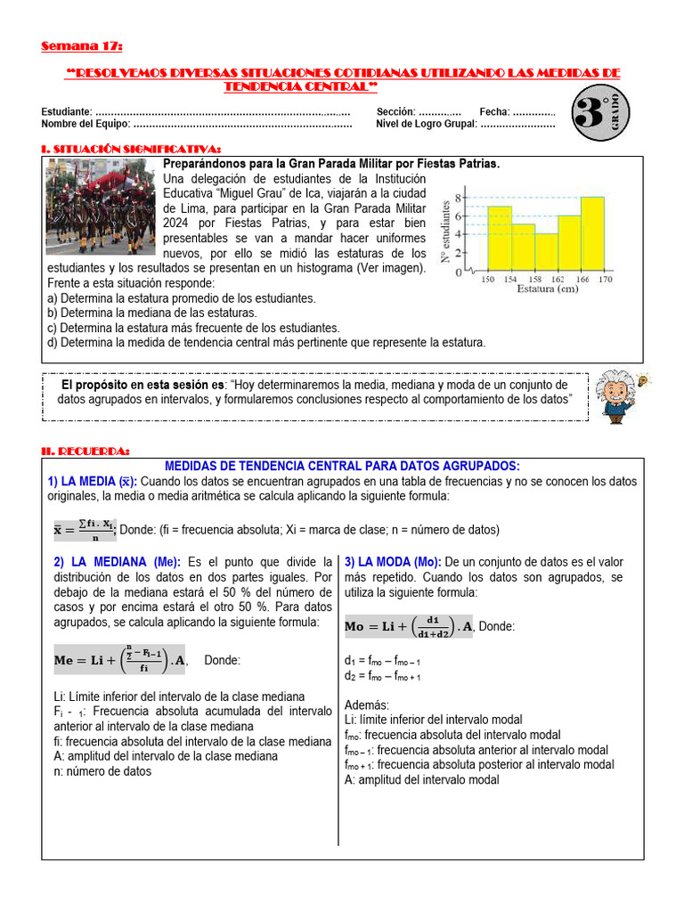 S16 - 3A - Media, Mediana y Moda | PDF | Modo (Estadísticas) | Mediana