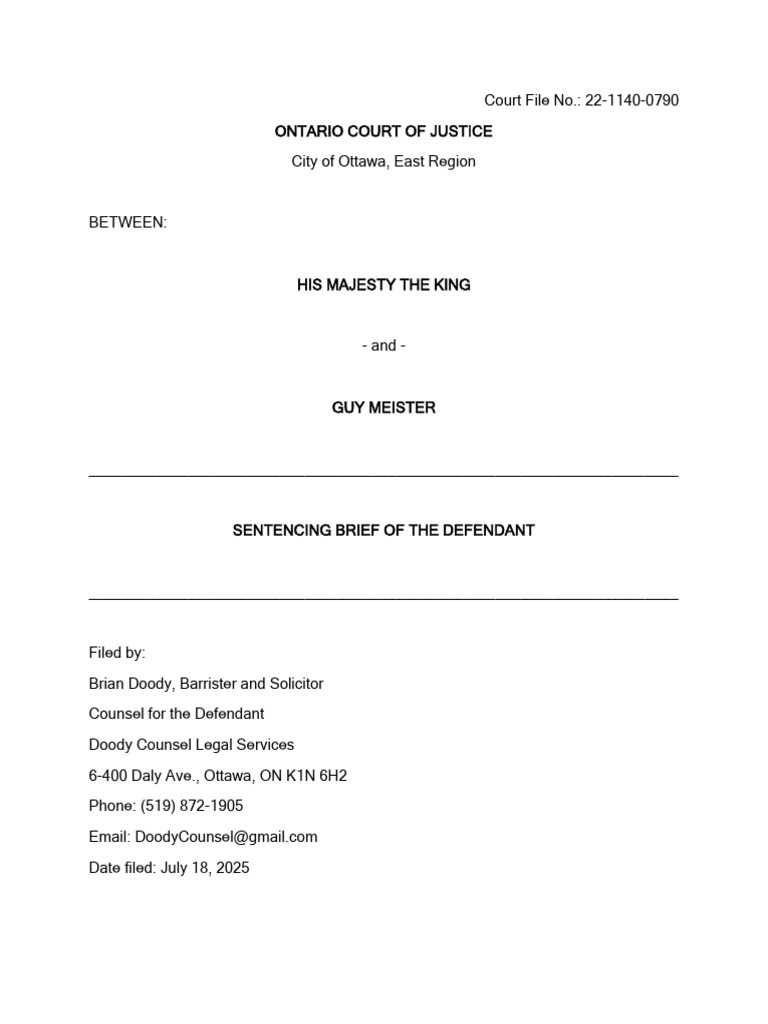 Sentencing Brief (Without Attachments) - Defence - Meister - 18-JUL ...