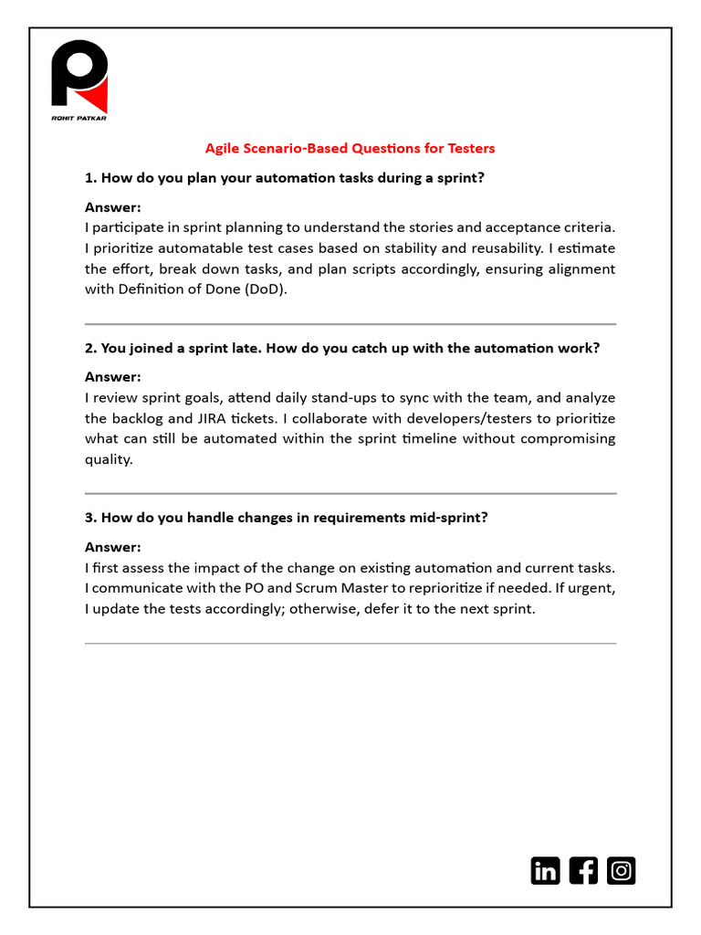Agile Automation Interview Questions | PDF | Agile Software Development ...