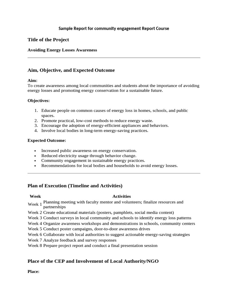 Community Energy Loss Awareness Report | PDF | Energy Conservation