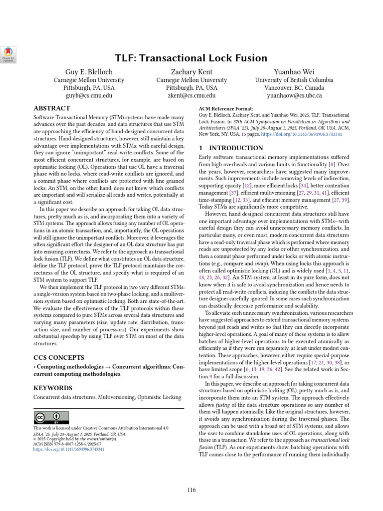 TLF: Transactional Lock Fusion: Guy E. Blelloch Zachary Kent Yuanhao ...
