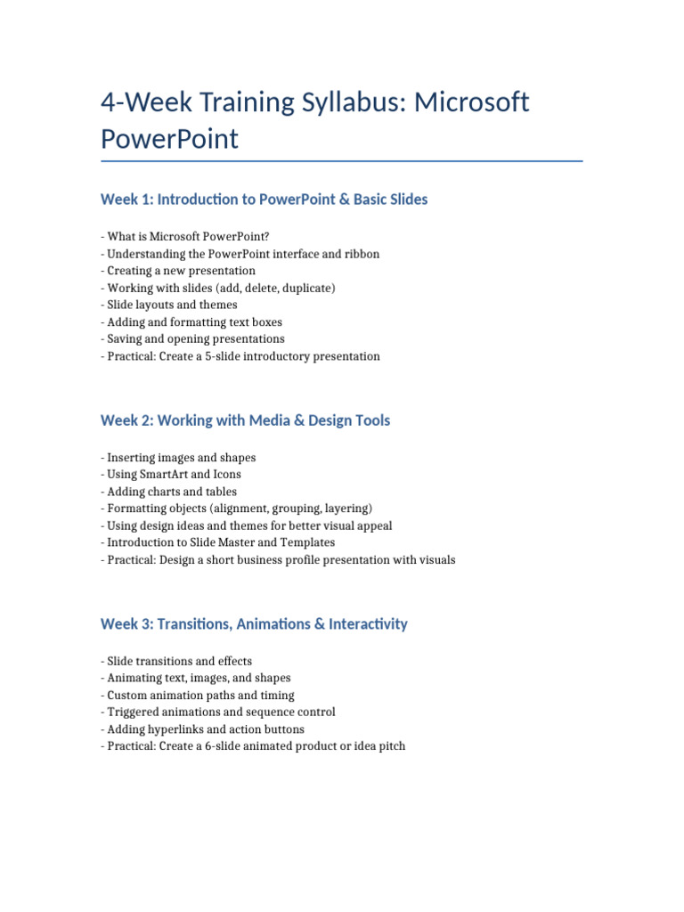 PowerPoint Training Syllabus Overview | PDF