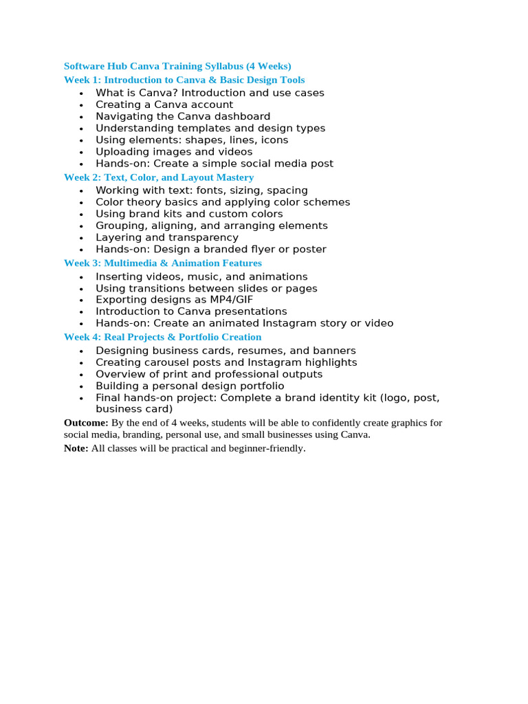 Canva Training Syllabus Overview | PDF