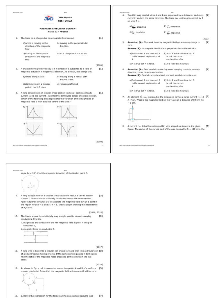 Magnetic Field Practice Problems | PDF | Magnetic Field | Force