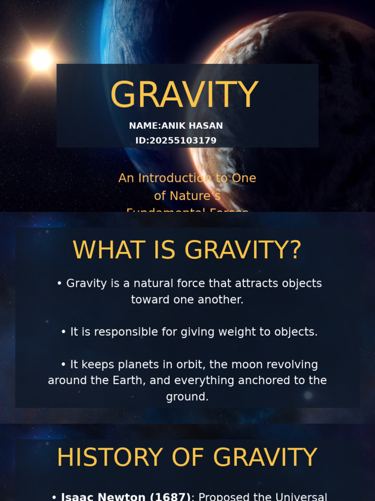 Gravity Educational Presentation in Blue and Yellow Modern Realistic ...