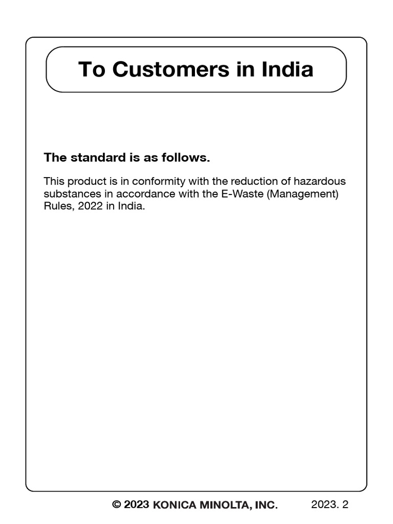 Additional Information For India - AC74 9647 00 | PDF