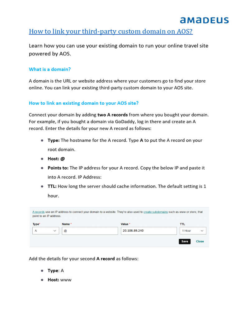 Link Custom Domain to AOS Guide | PDF | Domain Name | Computer Networking