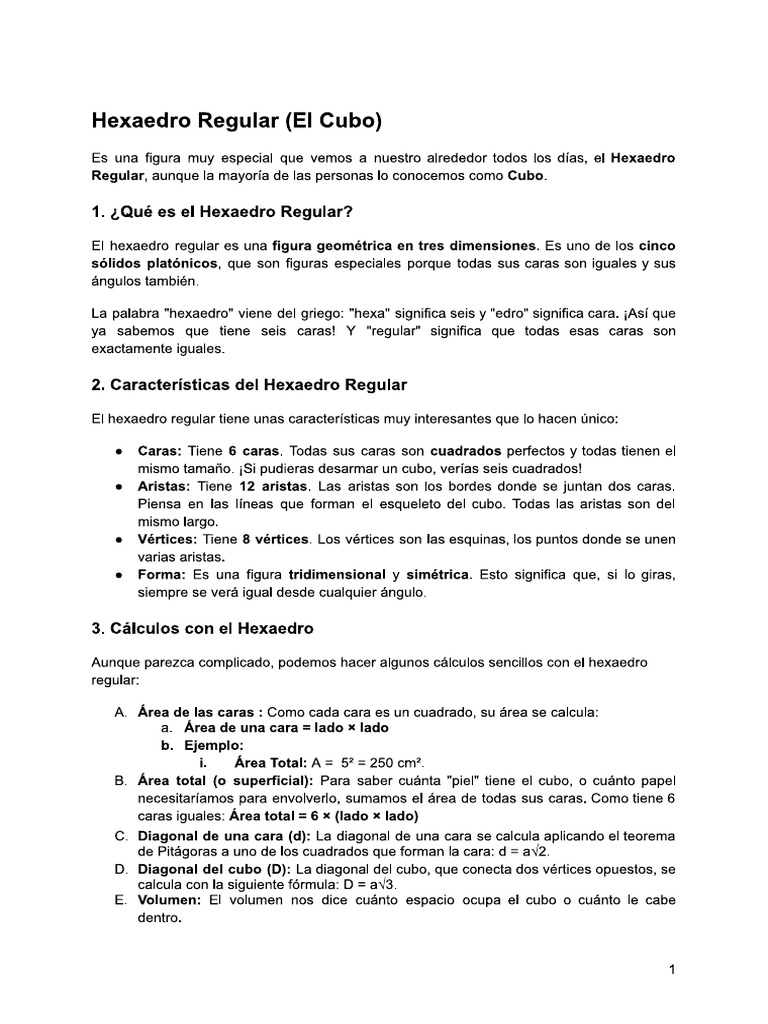 Monografía Hexaedro Regular (El Cubo) - Documentos de Google | PDF