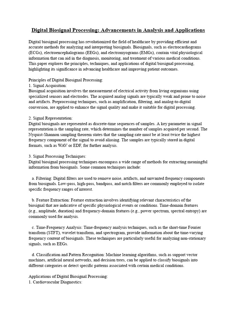 Digital Biosignal Processing | PDF | Electroencephalography | Monitoring (Medicine)
