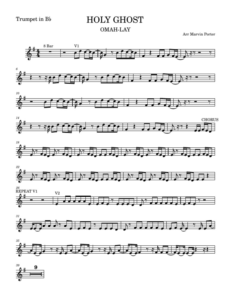 Holy Ghost: Omah-Lay Trumpet in B | PDF