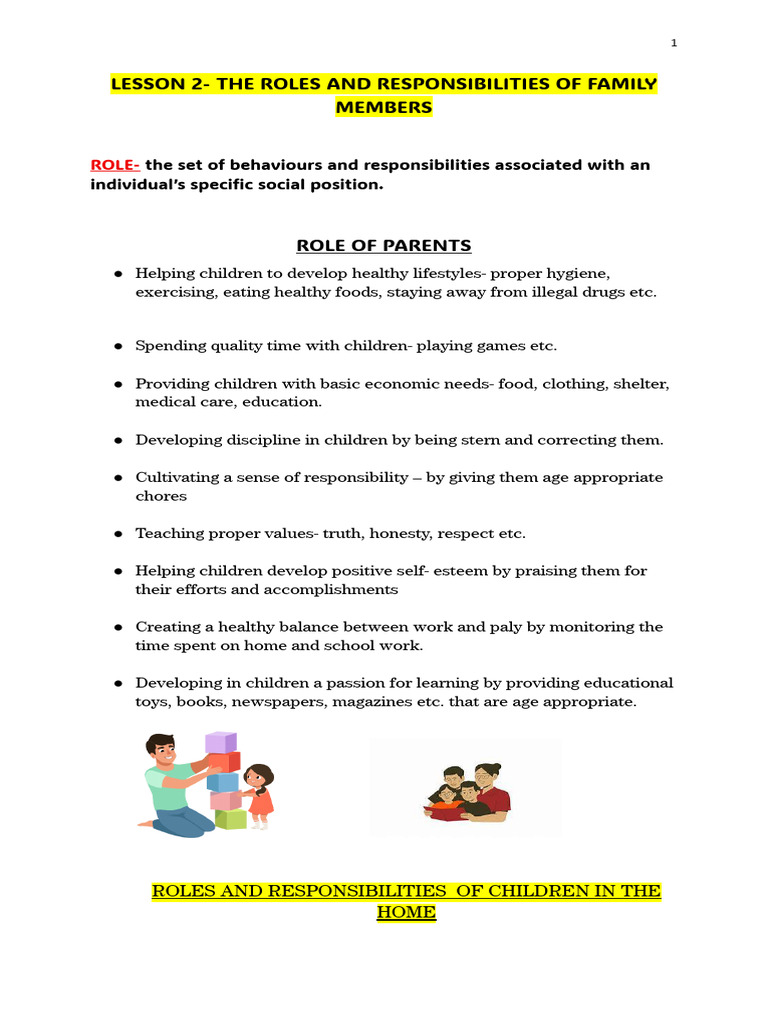 Lesson 2 - Roles and Responsibilities of Family Members | PDF