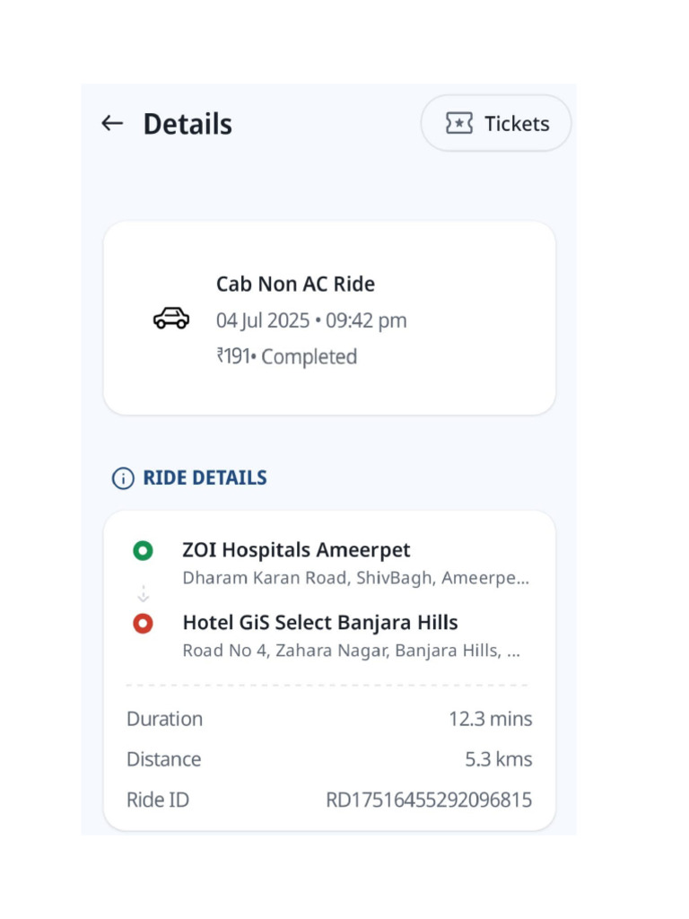 Zoi Hospital Ameerpet To GIS Select Hotel, Hyd - 04-07-2025 | PDF