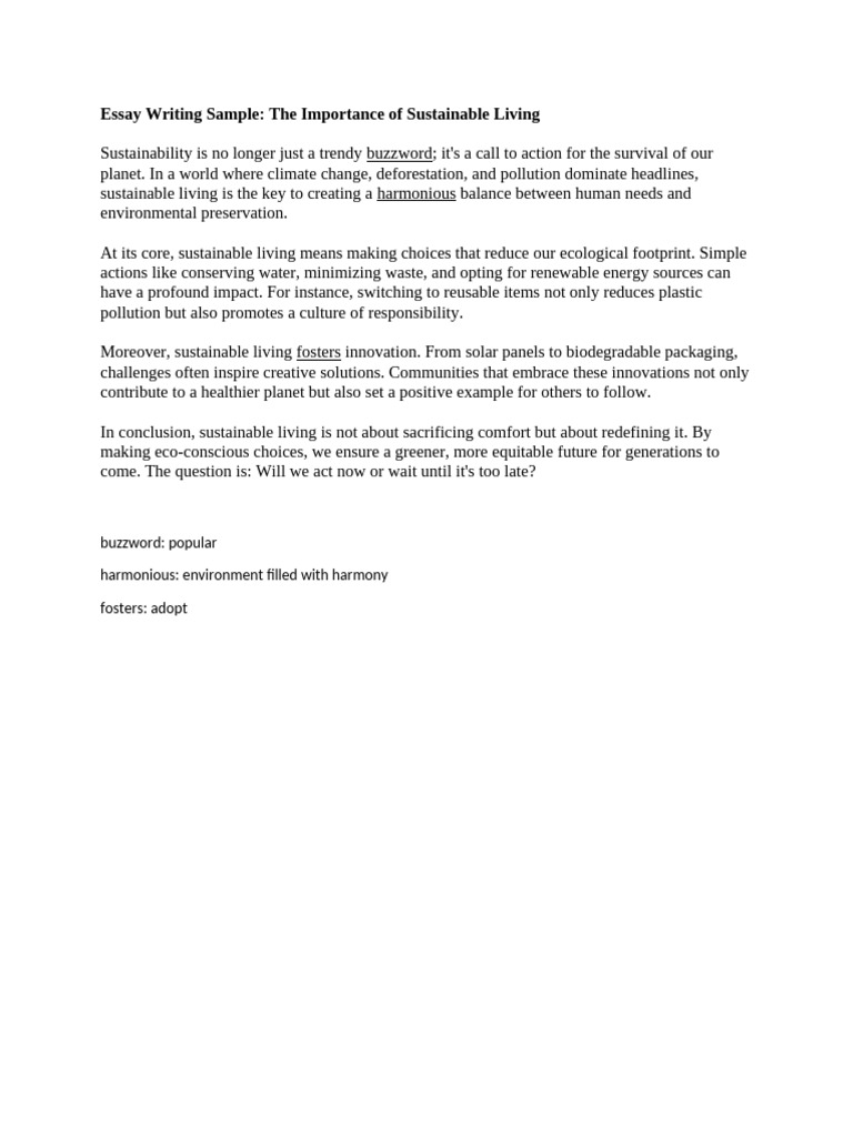 Essay Writing Sample | PDF