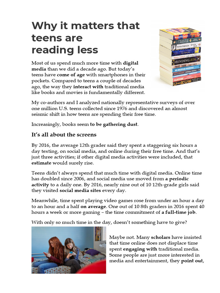 Why It Matters That Teens Are Reading | PDF | Adolescence