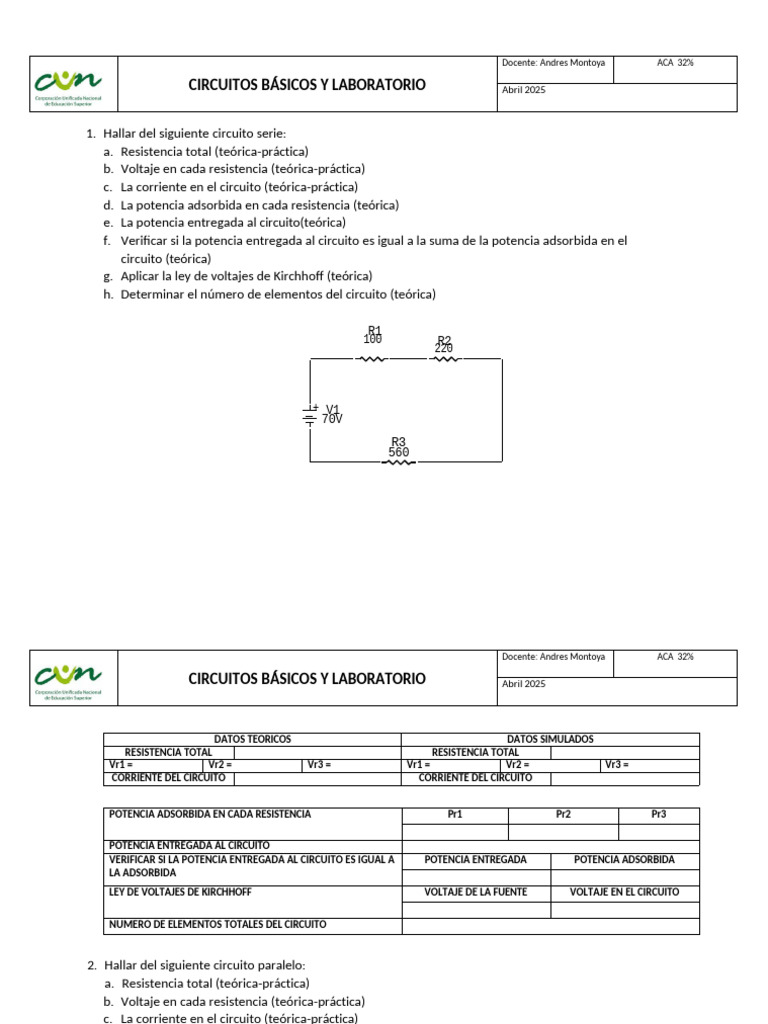 Aca - Circuitos Básicos y Laboratorio - 2025 | PDF | Red eléctrica | Ingeniería Informática