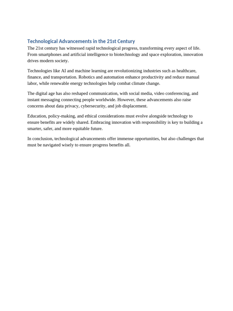 Technological Advancements in The 21st Century | PDF