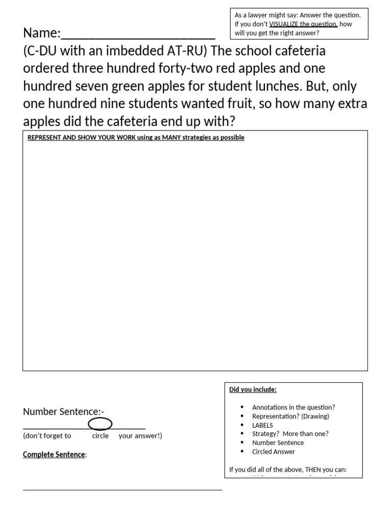 Math Stories Template January #10 | PDF