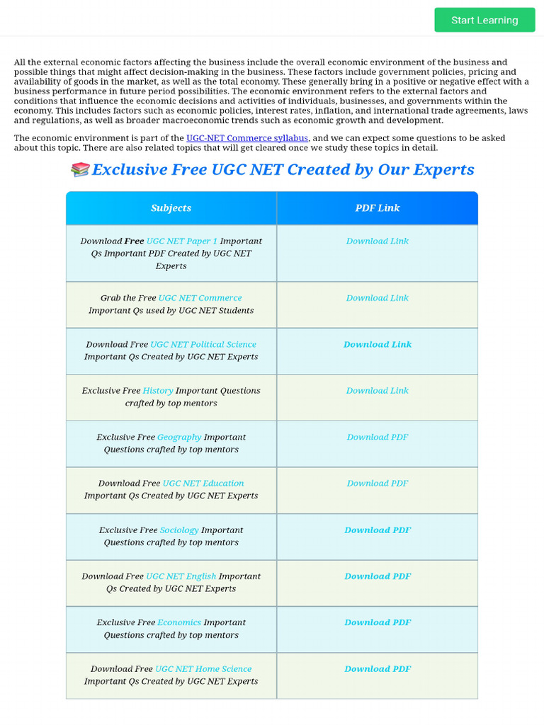 Economic Environment of Business - Key Factors, Types & Impact | PDF
