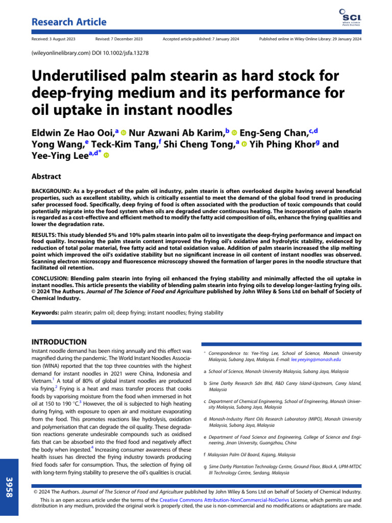 Enhancing Frying Oil with Palm Stearin | PDF | Cooking Oil | Hydrolysis