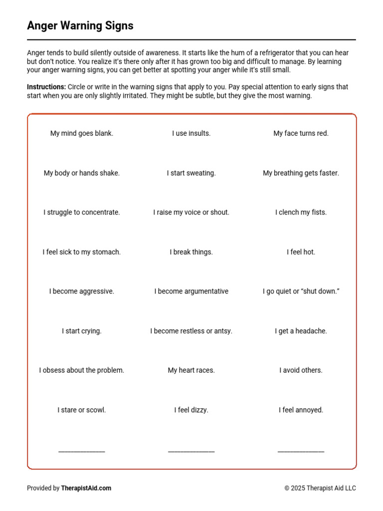 Anger Warning Signs | PDF