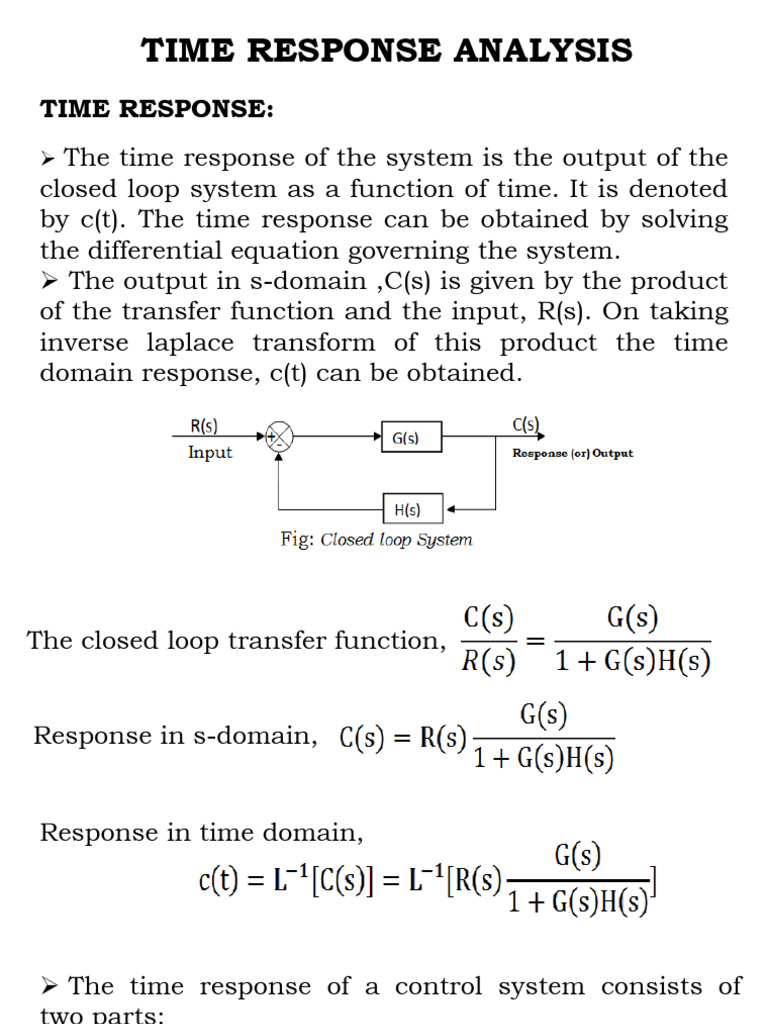 Time Response Analysis in Control Systems | PDF | Damping | Laplace ...