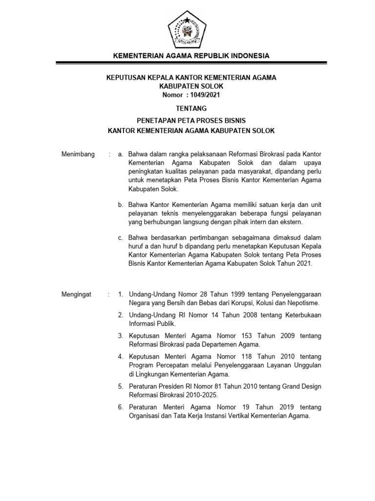 Peta Proses Bisnis 2021 | PDF