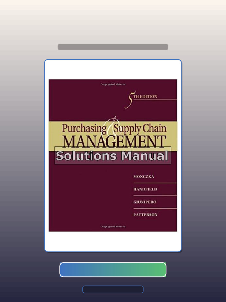 Purchasing and Supply Chain Management 5th Edition Monczka Fast Access ...