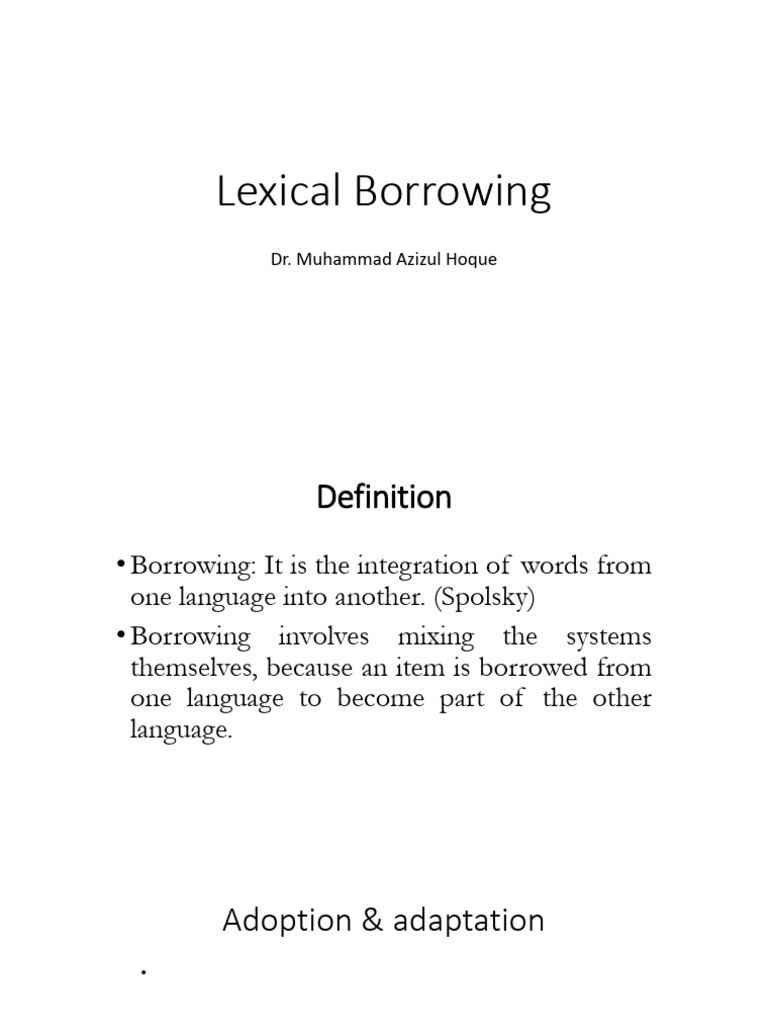 Lexical Borrowings-Adoption & Adaptation | PDF | Word | English Language