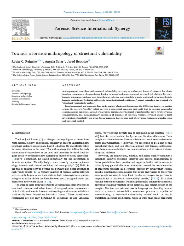 Forensic Anthropology and Structural Vulnerability | PDF | Race (Human ...