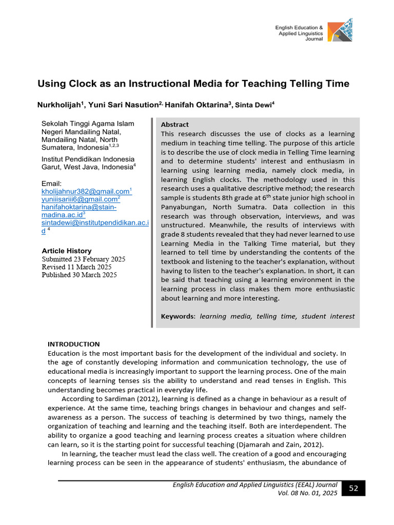 Teaching Time with Clock Media | PDF | Learning | Teachers